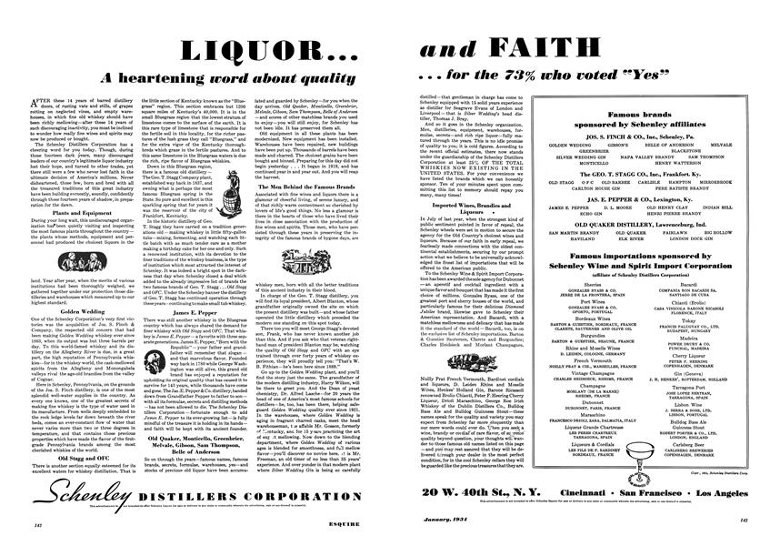 Schenley DISTILLERS CORPORATION | Esquire | JANUARY 1934
