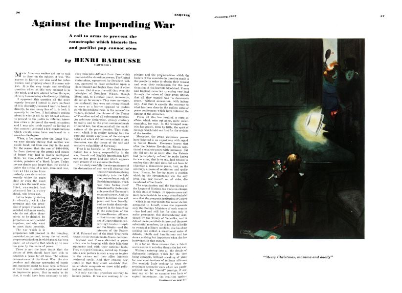 Against the Impending War | Esquire | JANUARY 1935