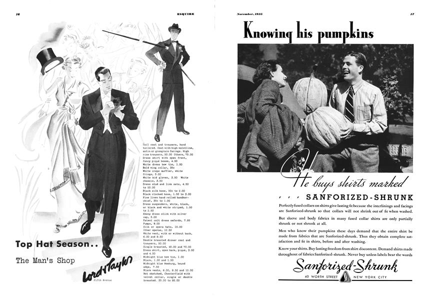 SANFORIZED-SHRUNK | Esquire | November, 1935