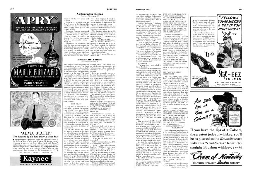 Marie Brizard: Apry | Esquire | FEBRUARY 1937