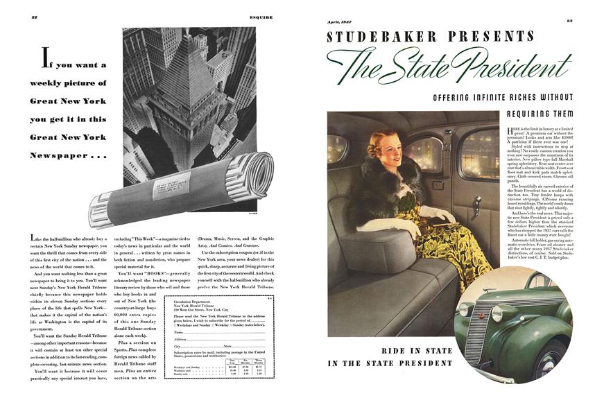 Advertisement: the State President | Esquire | APRIL 1937