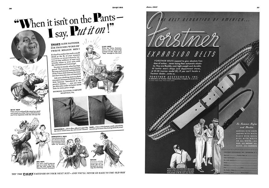 Hookless Fastener Company | Esquire | JUNE 1937