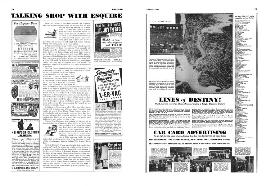 Advertisements | Esquire | AuGUST 1937