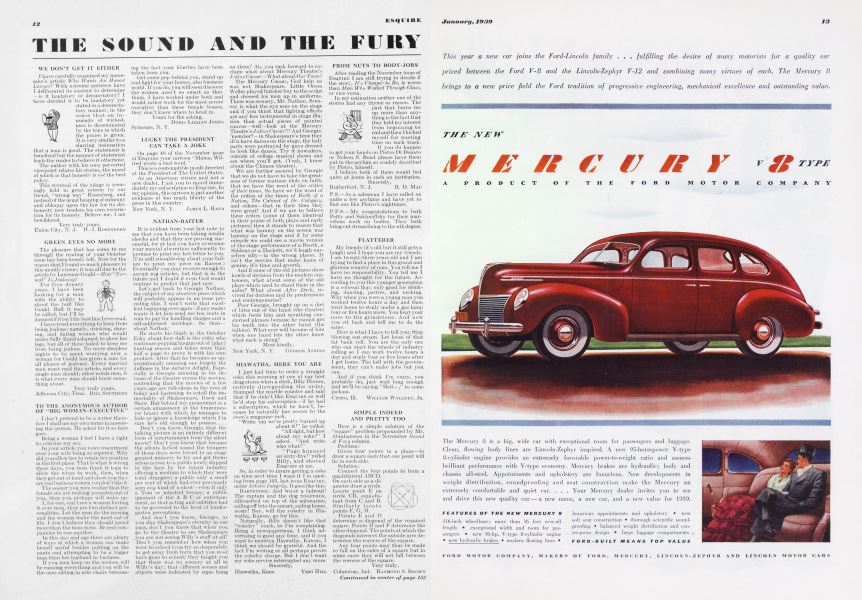 Ford Motor Company: Mercury 8 | Esquire | JANUARY 1939