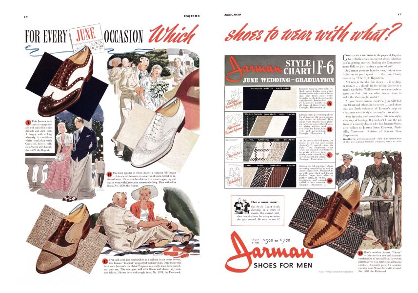 General Shoe Corporation: Jarman SHOES FOR MEN | Esquire | JUNE 1939