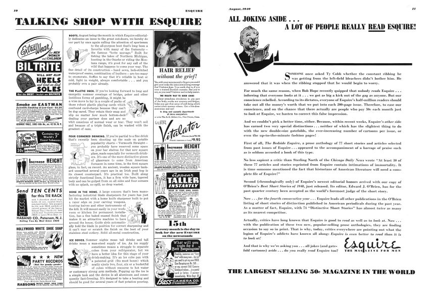 Advertisements | Esquire | AUGUST, 1940