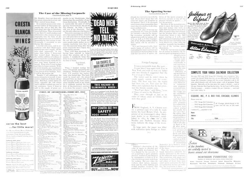 Cresta Blanca Wine Co. | Esquire | FEBRUARY 1943