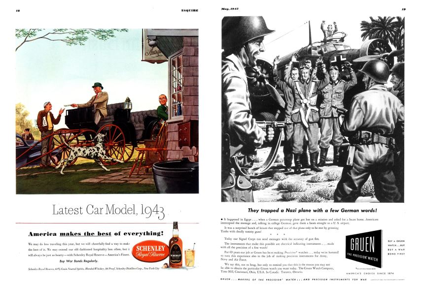 Schenley Distillers Corp.: Schenley Royal Reserve | Esquire | MAY 1943