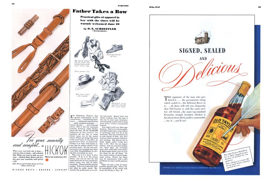National Distillers Products Corporation: Old Taylor | Esquire | JULY, 1943