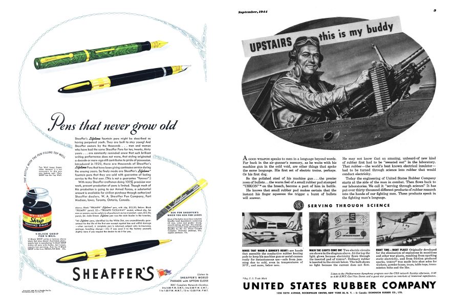 W. A. Sheaffer Pen Co.: Sheaffer’s Lifetime | Esquire | SEPTEMBER 1944