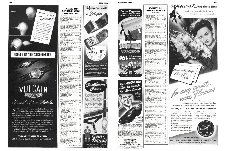 Index of Advertisers | Esquire | DECEMBER, 1944