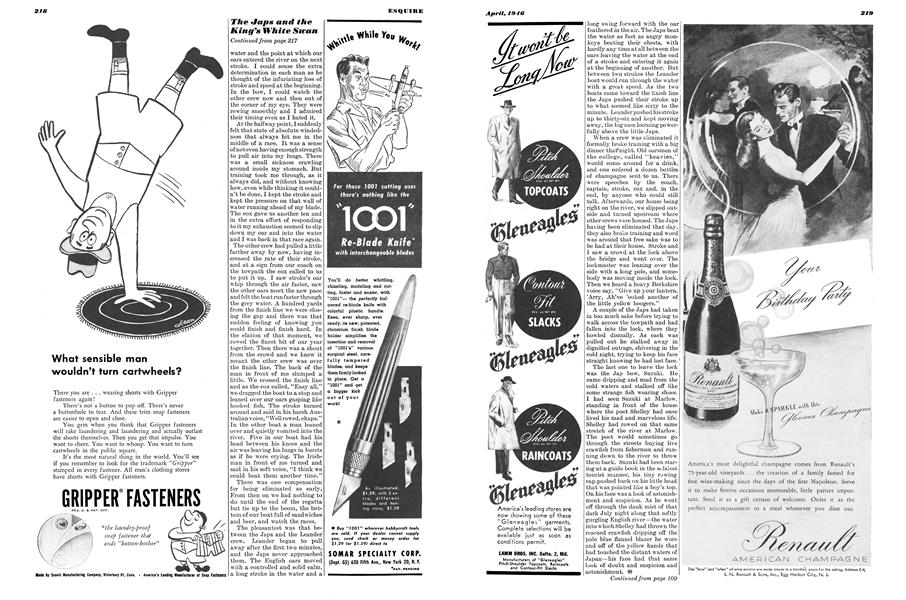 Scovill Manufacturing Company: GRIPPER FASTENERS | Esquire | APRIL, 1946