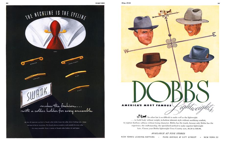 NEW YORK'S LEADING HATTERS: Dobbs | Esquire | MAY, 1946