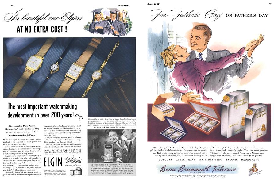 Elgin National Watch Company: Elgin Watches | Esquire | JUNE, 1947