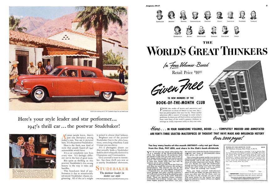 BOOK OF-THE-MONTH CLUB: THE WORLD’S GREAT THINKERS | Esquire | AUGUST, 1947