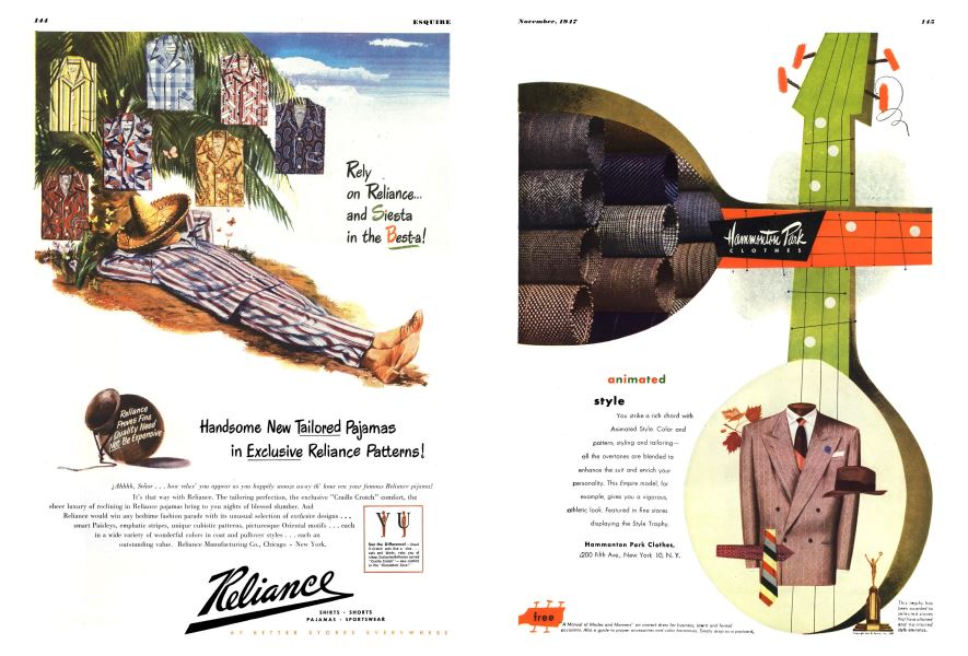 Reliance Manufacturing Co. | Esquire | NOVEMBER 1947