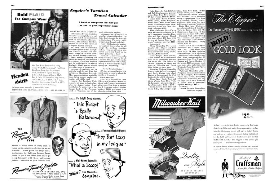 Esquire's Vacation Travel Calendar | Esquire | SEPTEMBER, 1949