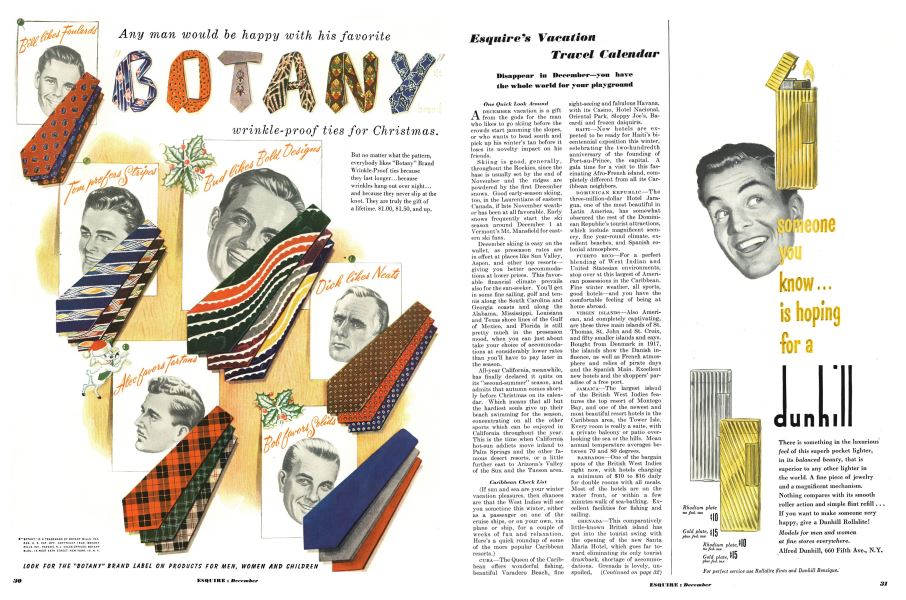 Esquire's Vacation Travel Calendar | Esquire | DECEMBER, 1949