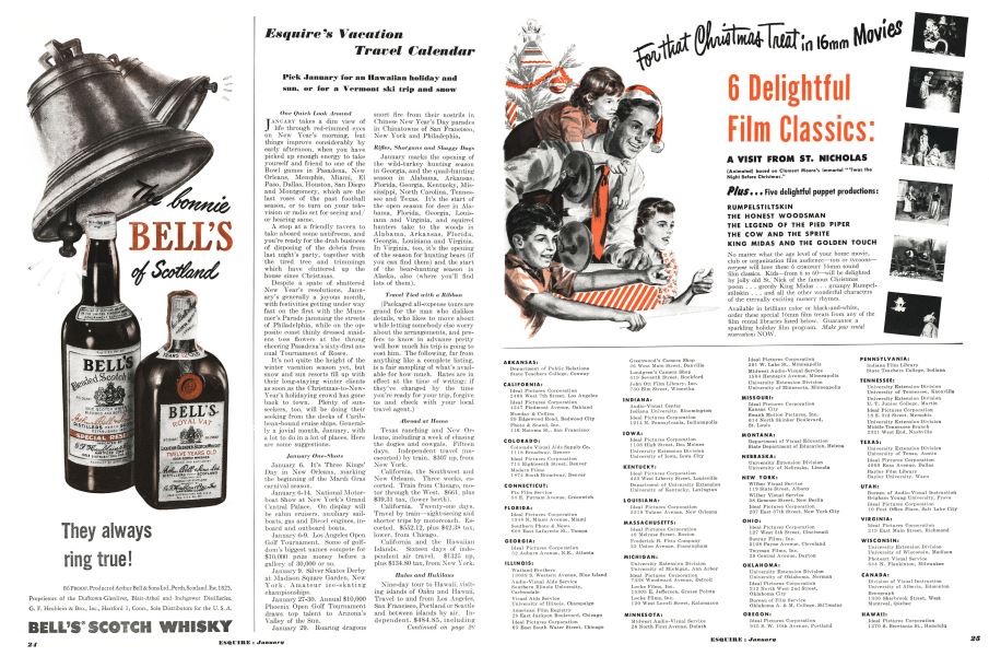 Esquire's Vacation Travel Calendar | Esquire | JANUARY, 1950