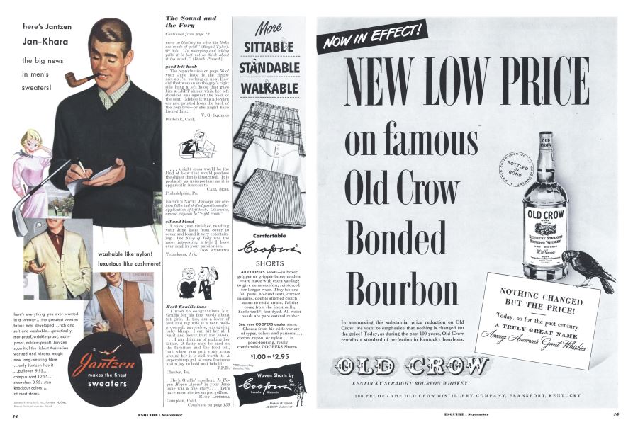 THE OLD CROW DISTILLERY COMPANY: Old Crow | Esquire | SEPTEMBER, 1950