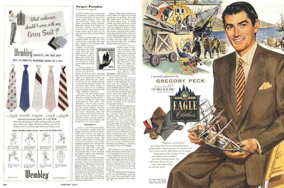 Eagle Clothes: Gregory Peck | Esquire | APRIL, 1952