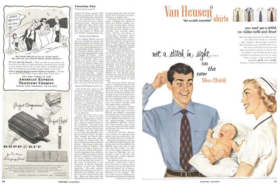 AMERICAN EXPRESS TRAVELERS CHEQUES | Esquire | SEPTEMBER, 1952