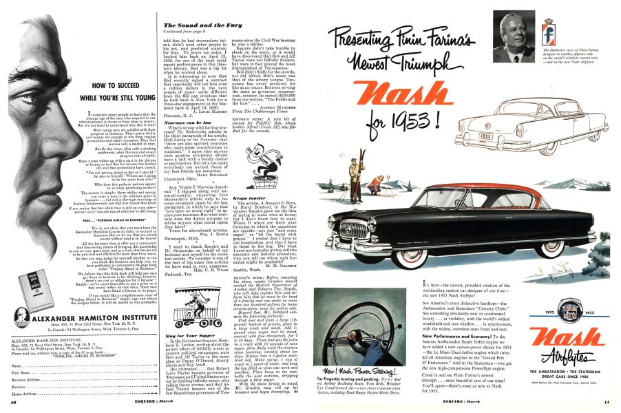 Nash-kelvinator Corp.: Nash Airflyte | Esquire | MARCH, 1953