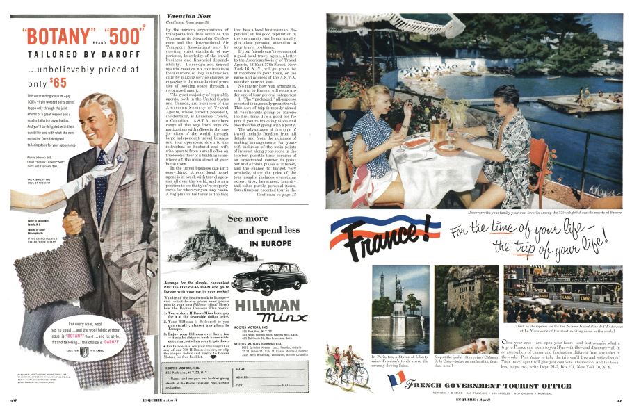 French Government Tourist Office | Esquire | APRIL, 1953