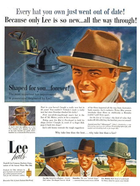 Frank H. Lee Company: Lee hats | Esquire | NOVEMBER, 1953