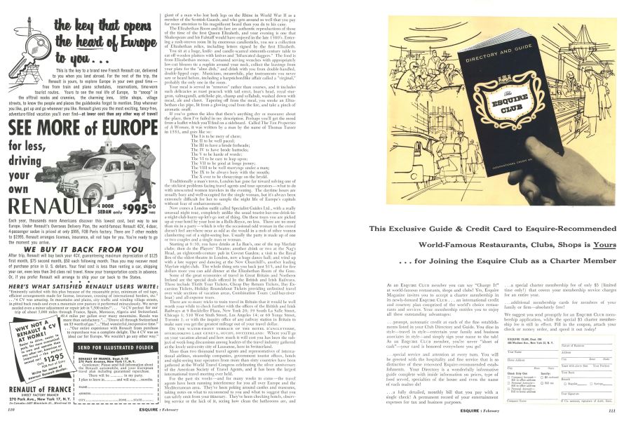 Advertisement: Esquire Club | Esquire | FEBRUARY, 1956