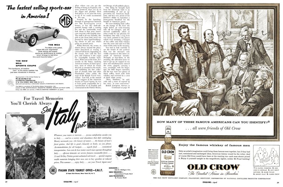 NATIONAL DISTILLERS PRODUCTS CORPORATION: OLD CROW | Esquire | APRIL, 1957
