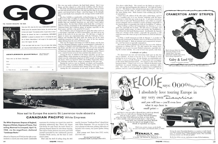 Advertisement | Esquire | FEBRUARY, 1958