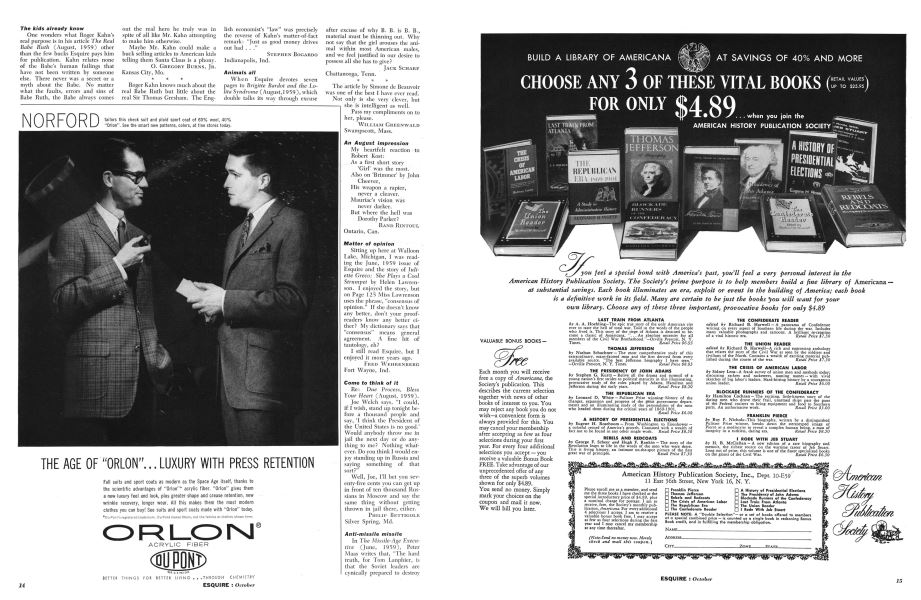 Orlon | Esquire | OCTOBER, 1959