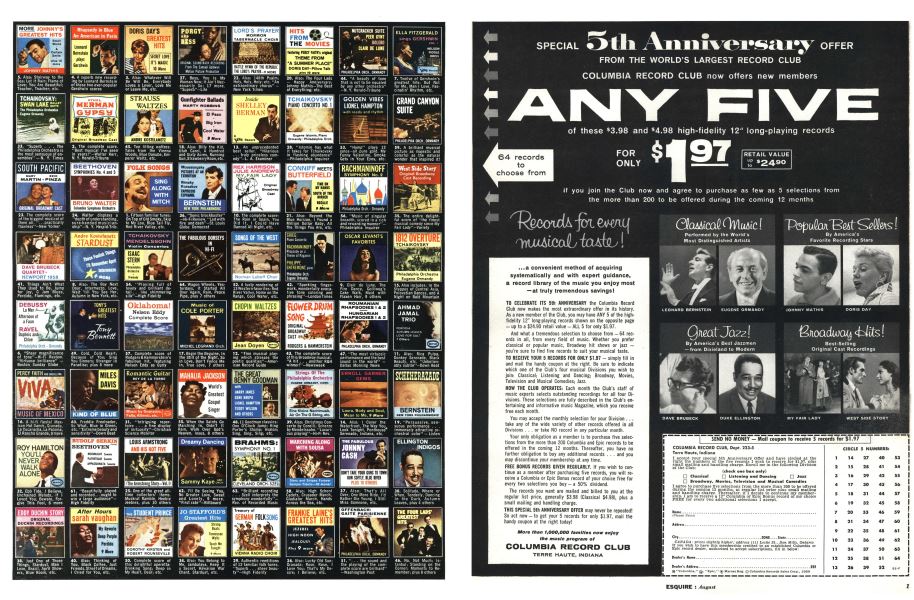 Columbia Record Club | Esquire | AUGUST, 1960