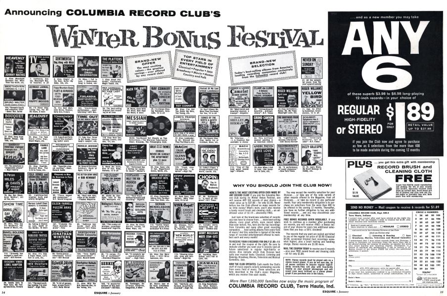 Columbia Record Club | Esquire | JANUARY, 1962