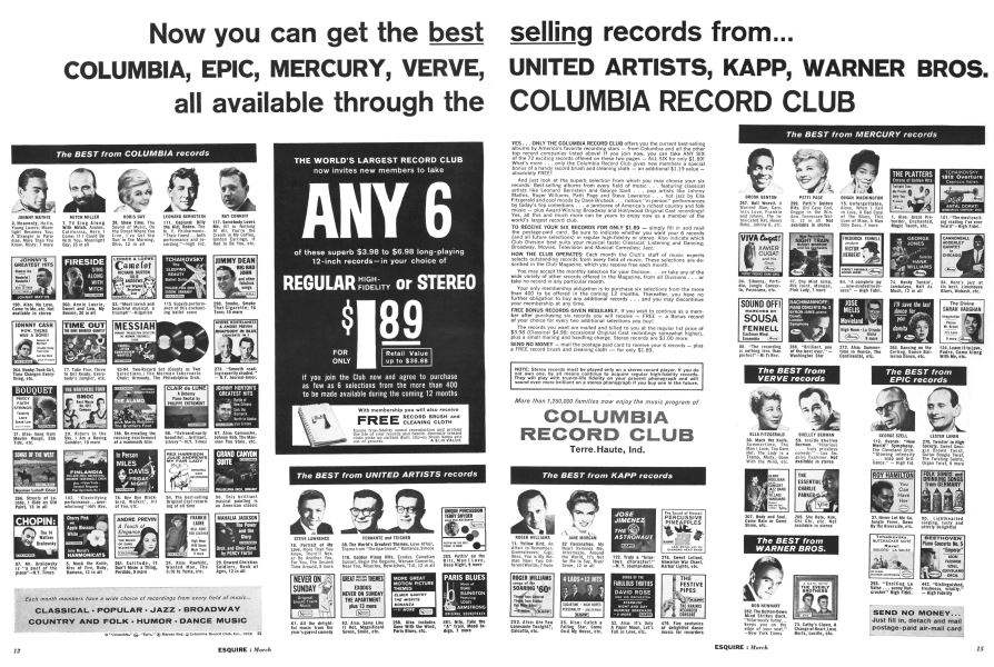 Columbia Record Club | Esquire | MARCH, 1962