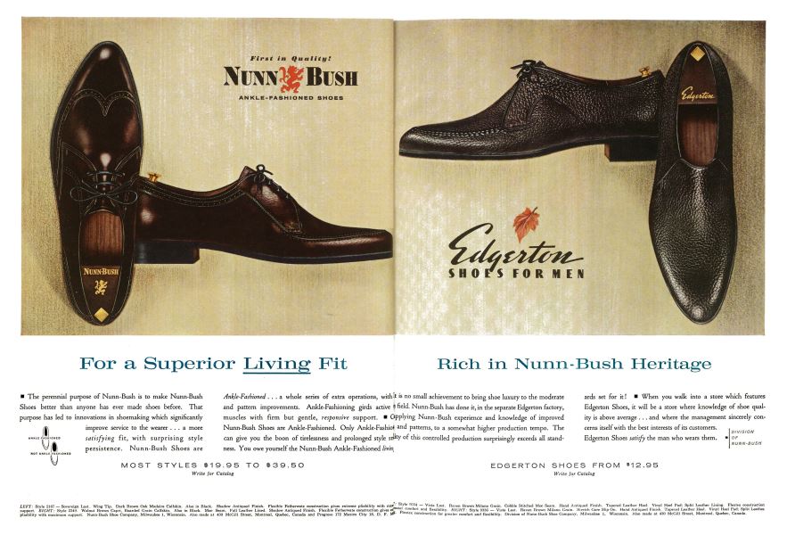 Nunn-bush Shoe Company: Edgerton Shoes | Esquire | OCTOBER, 1963