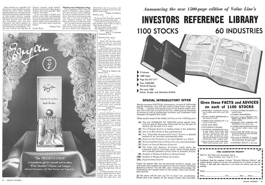 The Value Line Investment Survey | Esquire | NOVEMBER, 1963