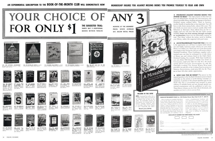BOOK-OF-THE-MONTH CLUB, Inc. | Esquire | DECEMBER, 1964