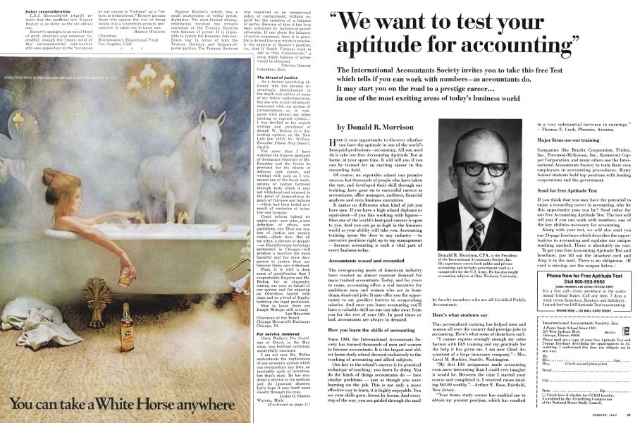 FOUR ROSES DISTILLERS CO.: White Horse | Esquire | JULY 1971