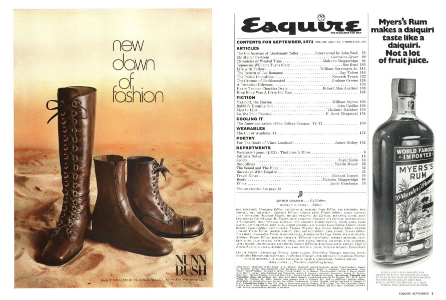 Advertisement: Myers's Rum | Esquire | SEPTEMBER 1971