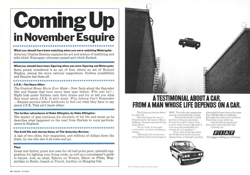 Coming Up in November Esquire | Esquire | OCTOBER 1973