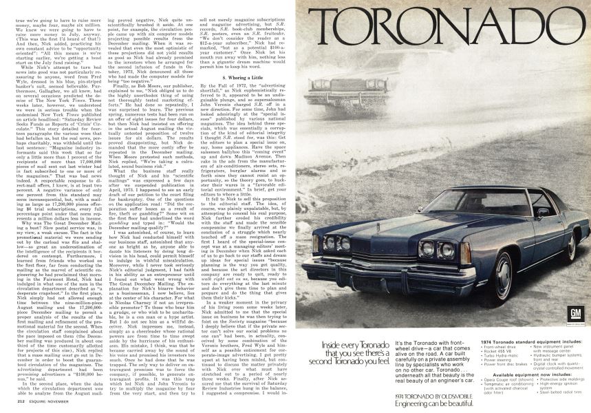 Gm: Tronado | Esquire | NOVEMBER 1973