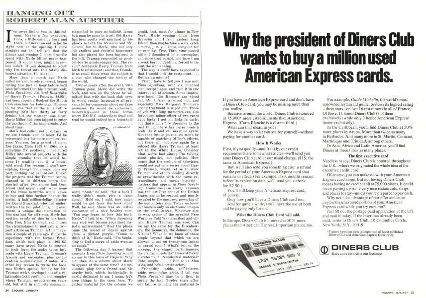 Diners Club | Esquire | JANAURY 1974