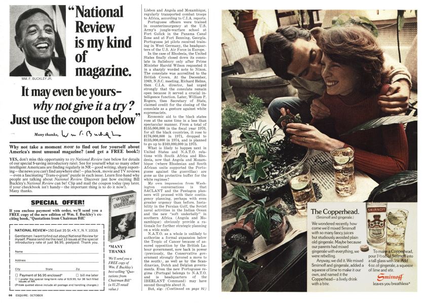 Advertisement: National Review | Esquire | OCTOBER 1974