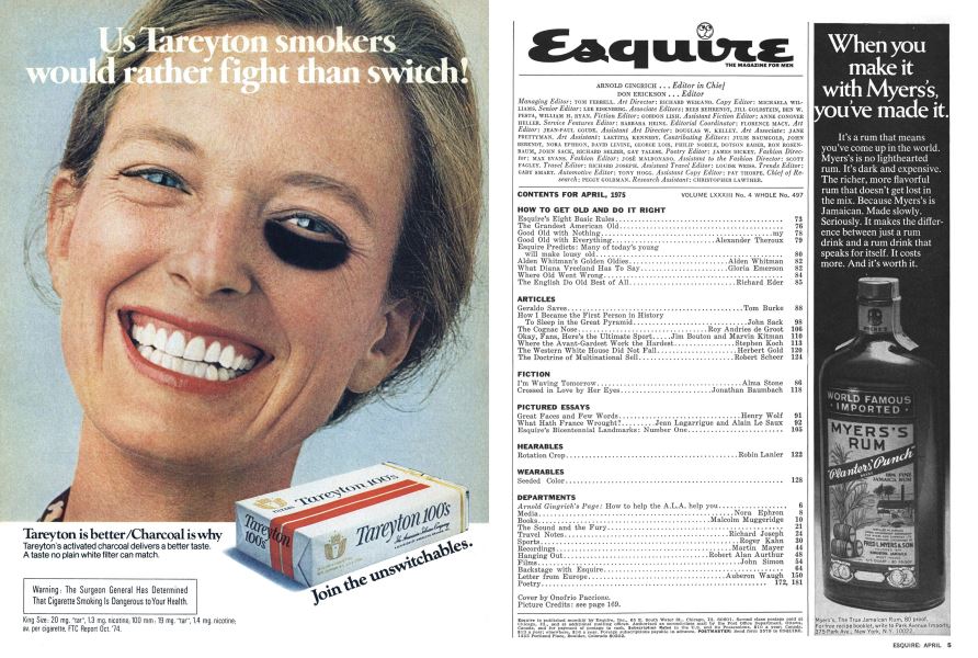 Contents for April, 1975 | Esquire | April 1975