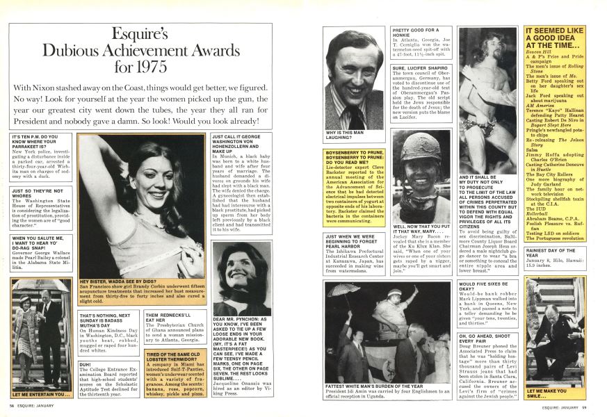 Esquire’s Dubious Achievement Awards for 1975 | Esquire | JANUARY 1976
