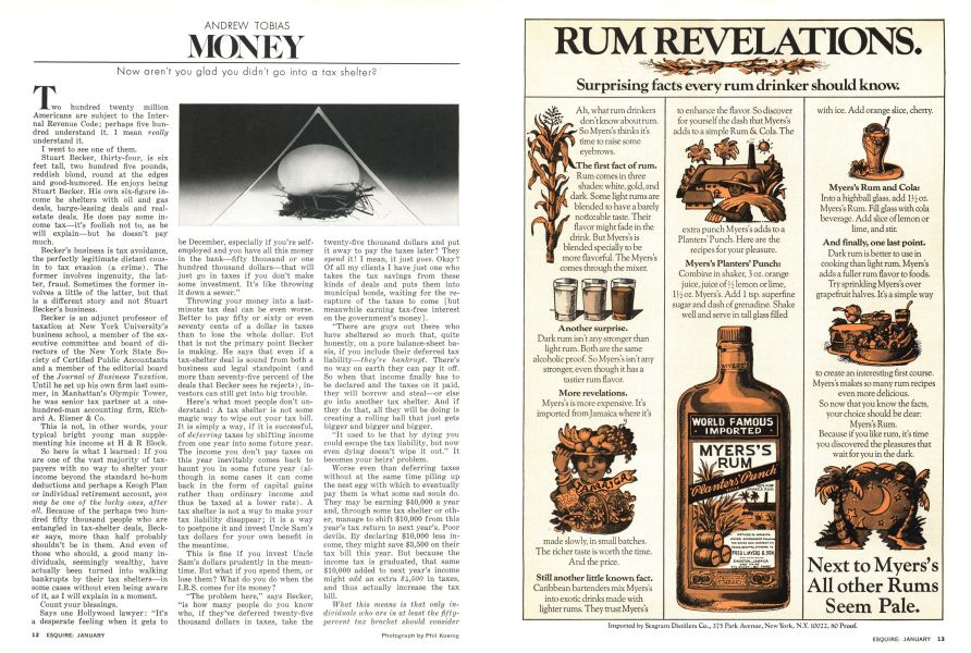 Seagram Distillers Co.: Myers's Rum | Esquire | JANUARY 1978