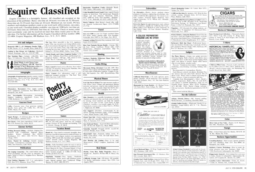 Esquire Classified | Esquire | July 4, 1978