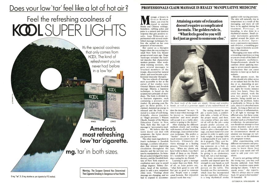 Advertisement: Kool Super Lights | Esquire | October 24, 1978